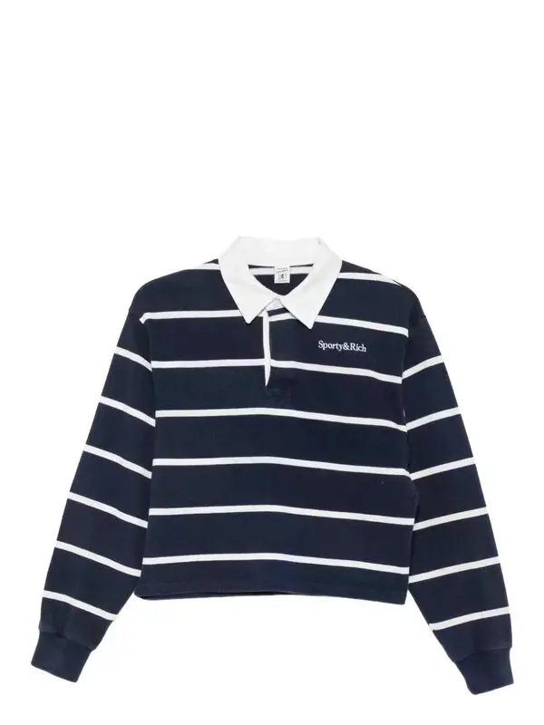 SPORTY & RICH Striped Cropped Rugby Shirt - Blue