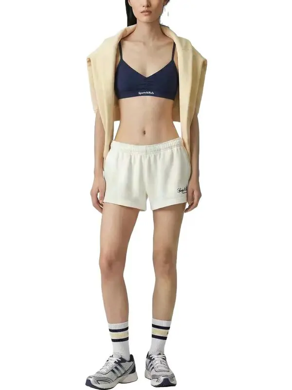 SPORTY & RICH Ecru Jersey Logo Shorts - Neutrals