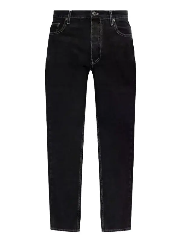 Off-White Contrast Stitch Logo Print Jeans - Black