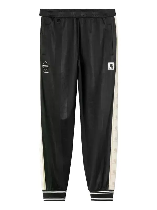 Carhartt Work In Progress Logo-stripe Ribbed-cuff Track Pants - Black