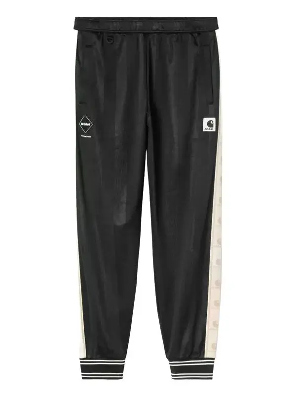 Carhartt Work In Progress Logo-stripe Ribbed-cuff Track Pants - Black