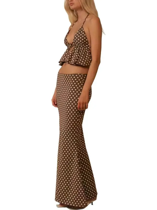 MONTCE Natalia Polka-dot Maxi Skirt - Brown