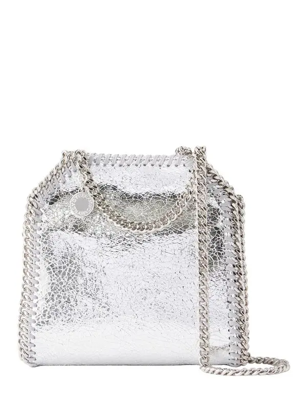 Stella McCartney Falabella Tiny Crinkled Metallic Shoulder Bag - Silver