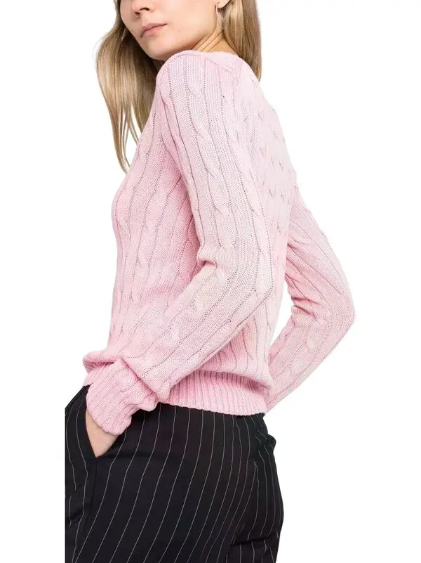 Polo Ralph Lauren Cable Knit V-neck Jumper - Pink