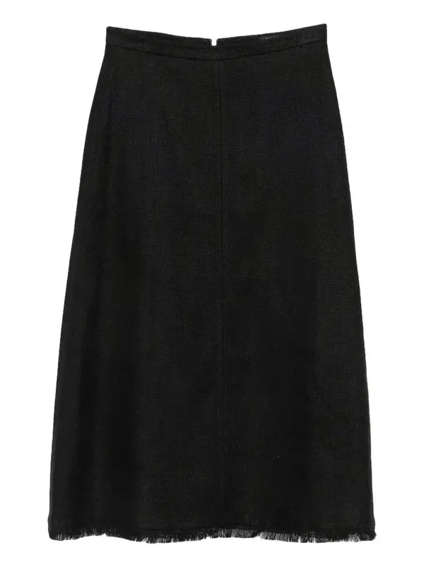Max Mara A-line Midi Skirt With Fringe Hem - Black