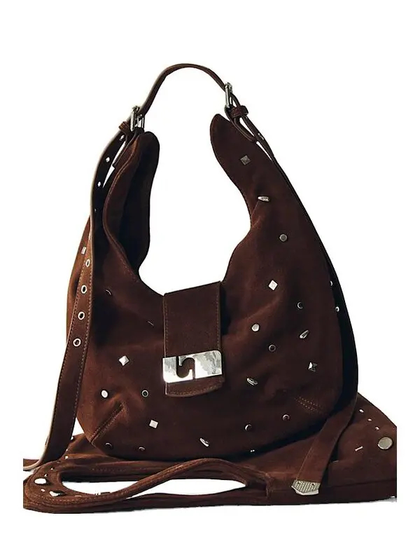 LAAGAM Vixen Studded Shoulder Bag - Cognac