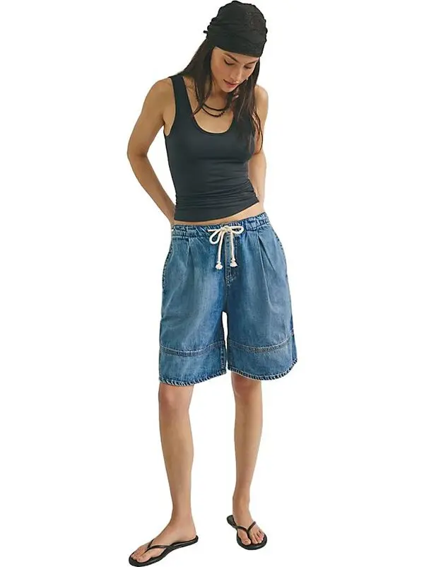 Free People We The Free Escapades Slouch Denim Shorts - Faded Skies