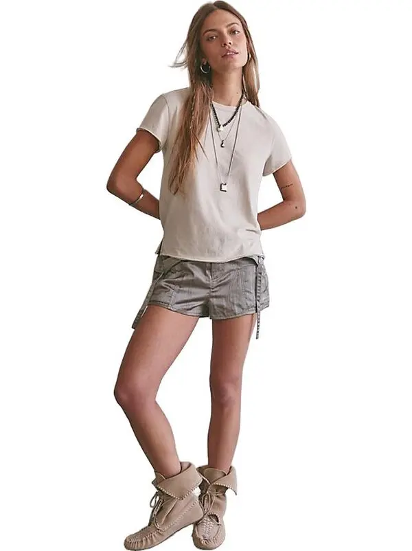 Free People We The Free One Liner Cargo Shorts - Fossil Dune