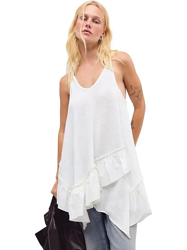 Free People We The Free Reverie Ruffle Tank - Clean Ivory