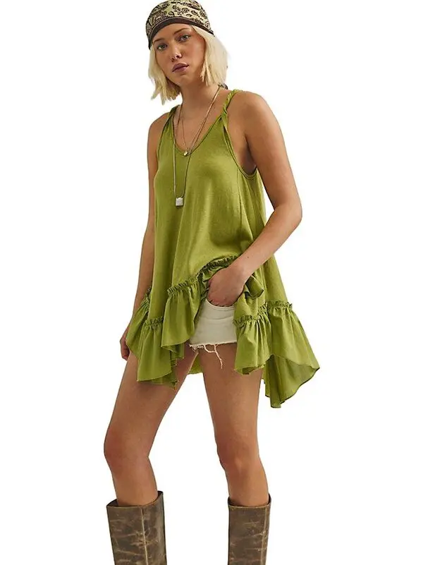 Free People We The Free Reverie Ruffle Tank - Poison Ivy