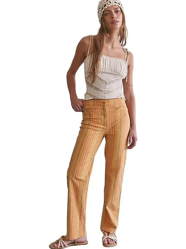 Free People Penelope Striped Pant - Butter Yellow Combo