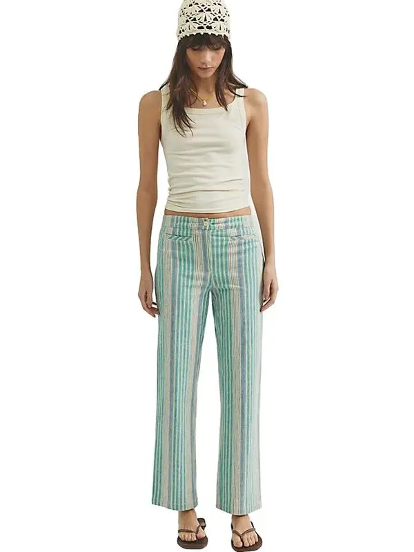 Free People Penelope Striped Pant - Teal Combo