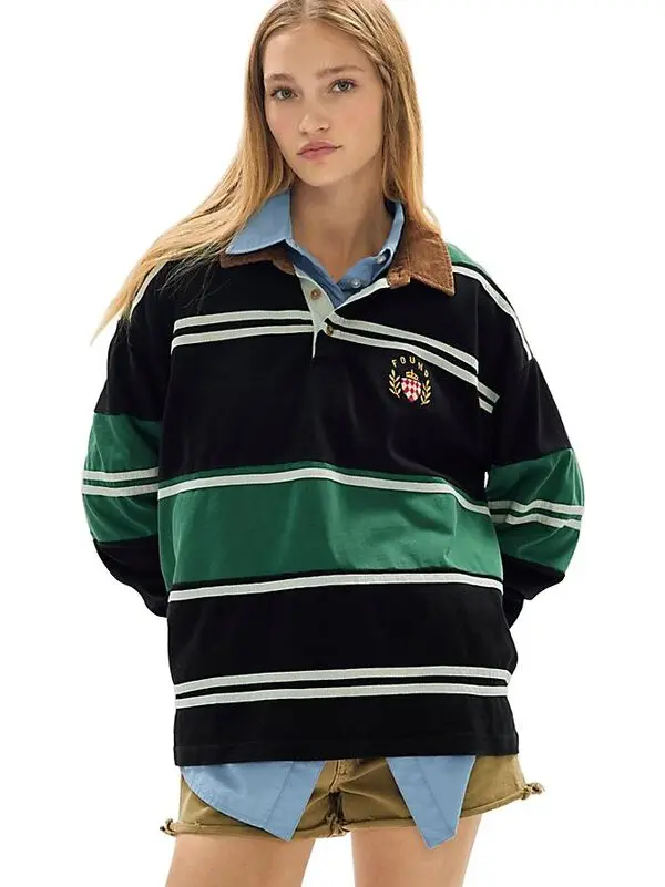 FOUND Crest Field Rugby Jersey - Faded Black/faded Green