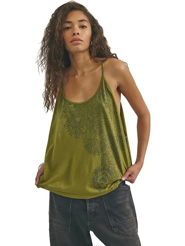 Free People Heirloom Tank - Olive Combo