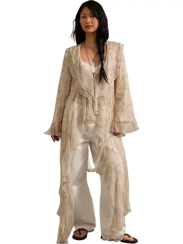 NIGEL PRESTON Long Bed Jacket - Cream