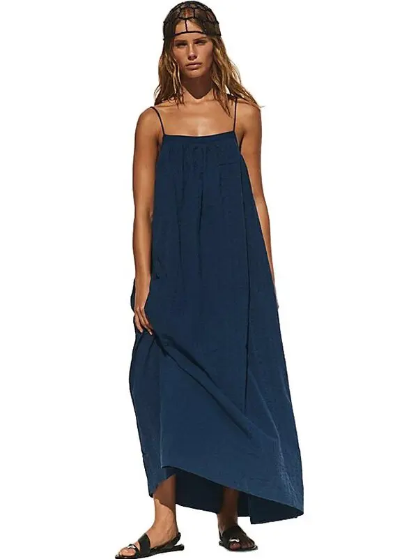 Free People Marisol Textured Cotton Maxi Dress - Poseidon