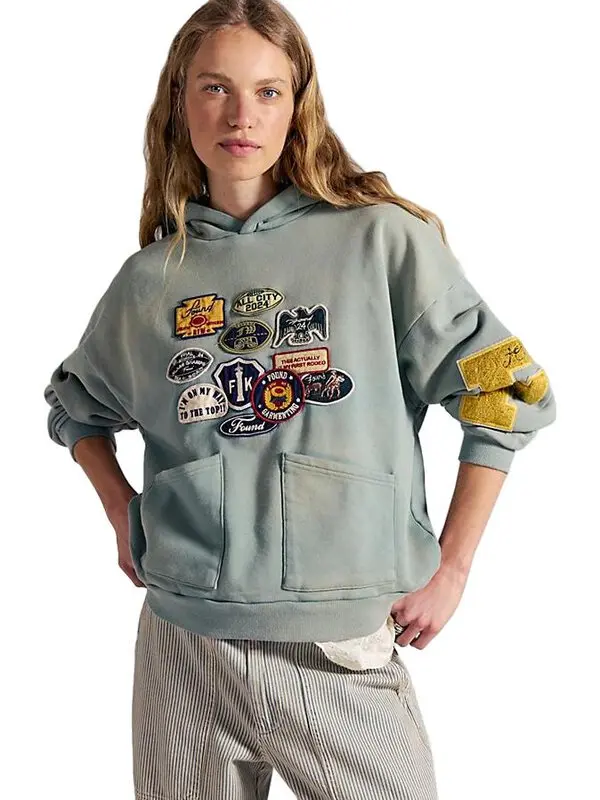 FOUND Multi Patch Hoodie - Washed Sage