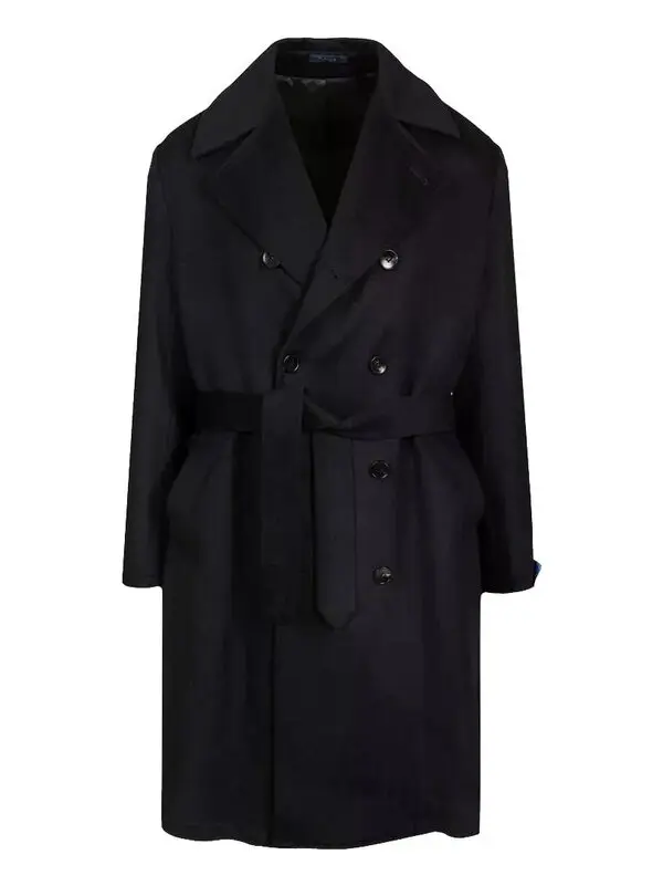 GUARINUCCI Double-breasted Belted Coat - Blue