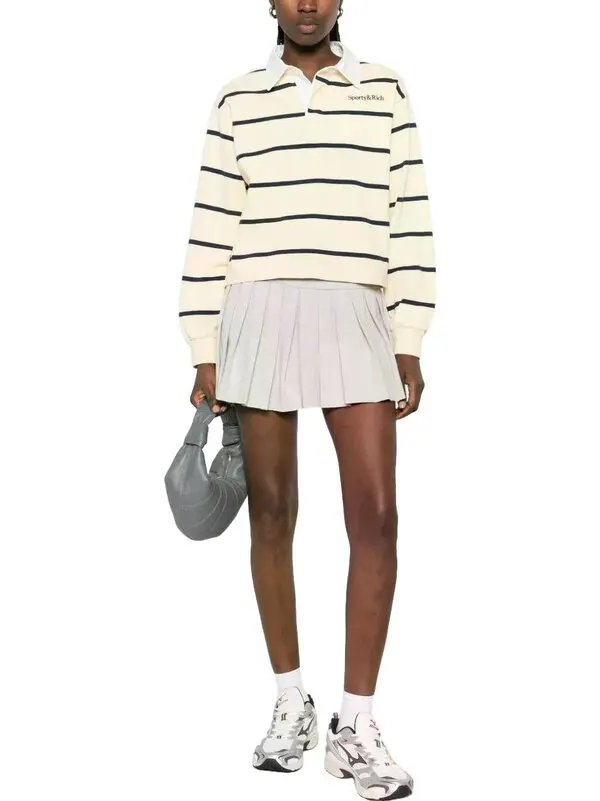 SPORTY & RICH Striped Polo Shirt - Neutrals