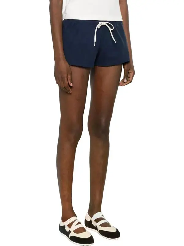 SPORTY & RICH Drawstring Logo-patch Shorts - Blue