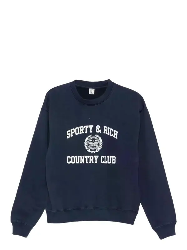 SPORTY & RICH Country Club Logo-print Sweater - Blue