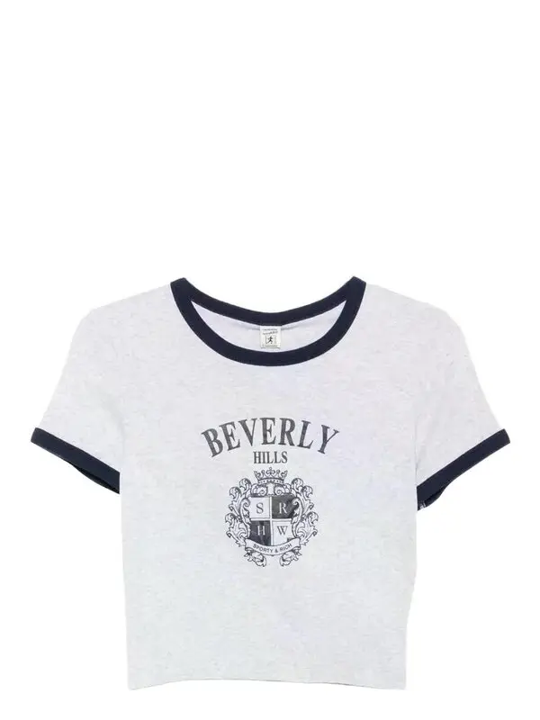 SPORTY & RICH Logo-print Ringer T-shirt - Grey
