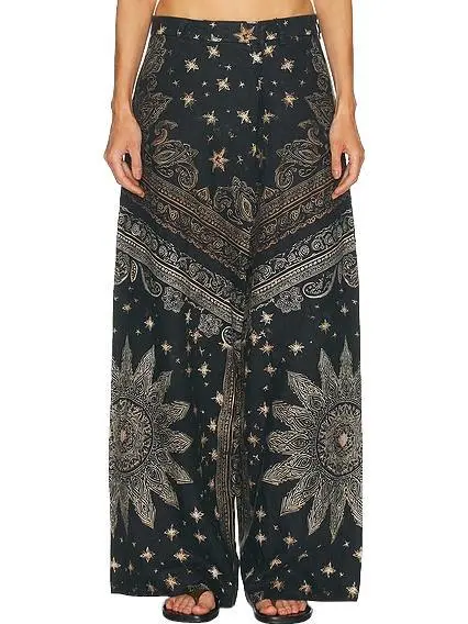 R13 Wide Leg Printed Trousers - Black