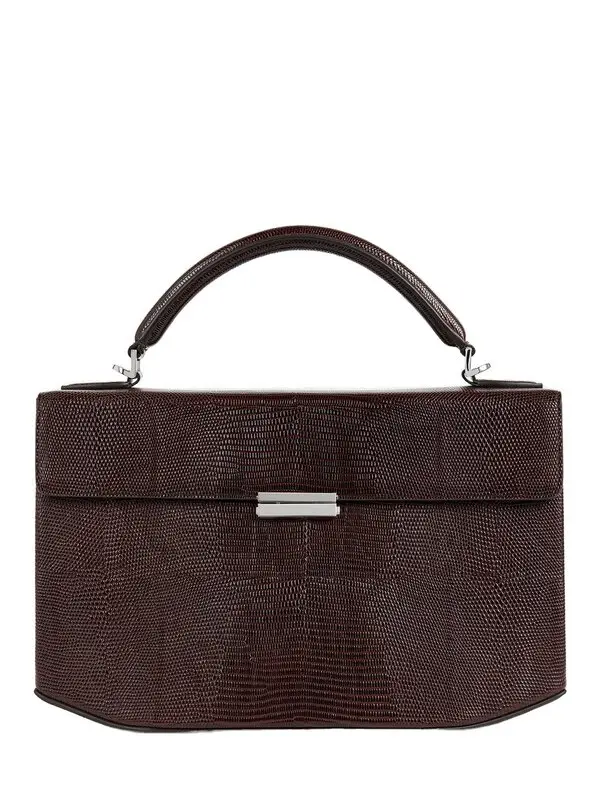 TOTEME Clip Lizard-embossed Leather Top Handle Bag - Brown