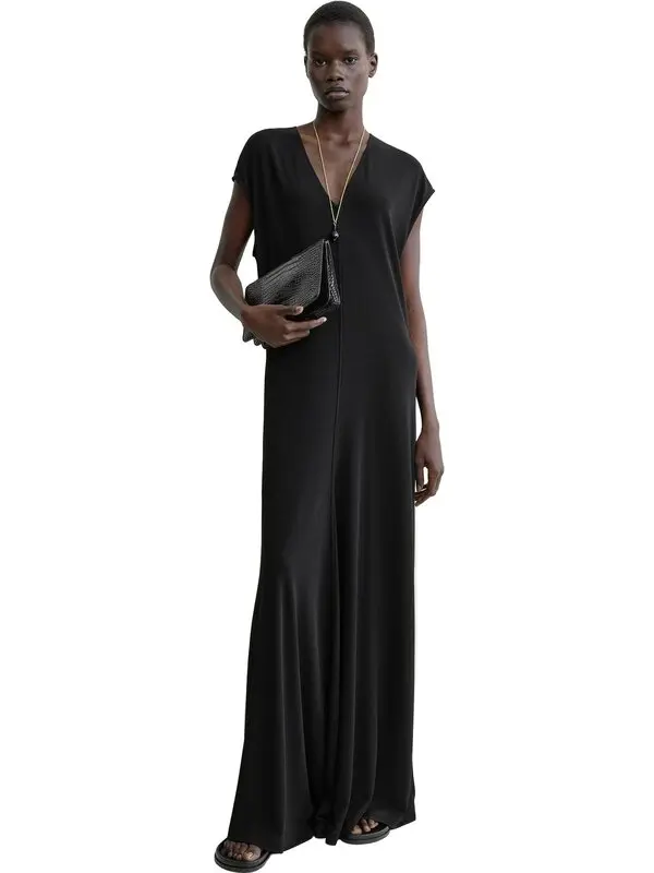 TOTEME V-neck Jersey Midi Dress - Black