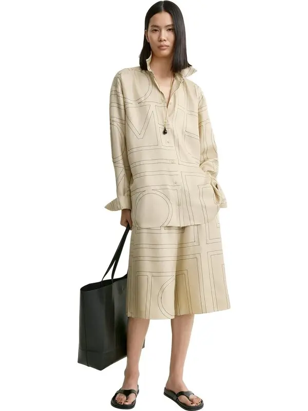 TOTEME Classic Embroidered Organic Silk Shirt - Ivory