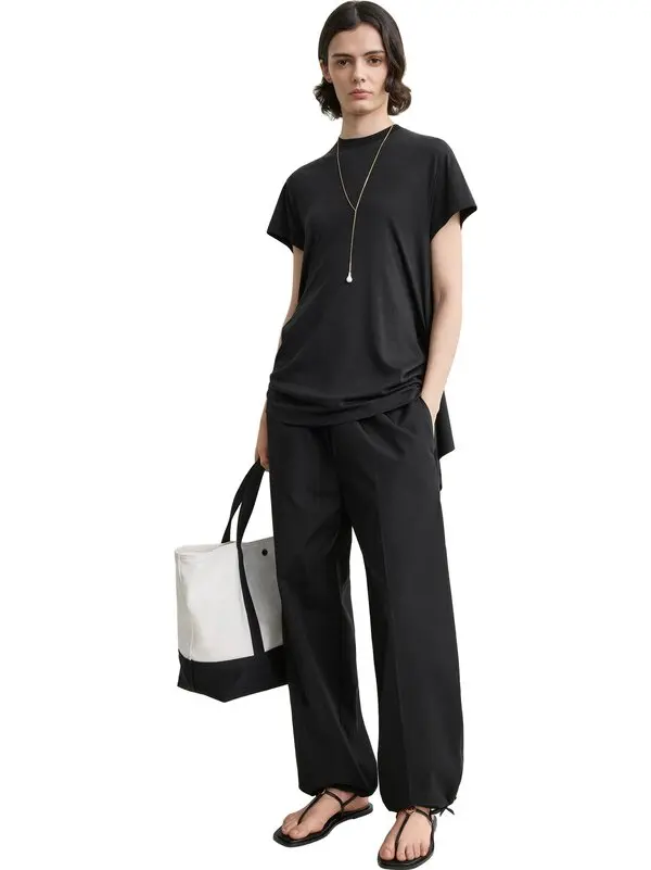 TOTEME Drawstring Cotton Trousers - Black