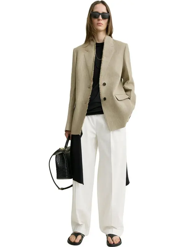TOTEME Raw Lapel Jacket In Linen - Beige