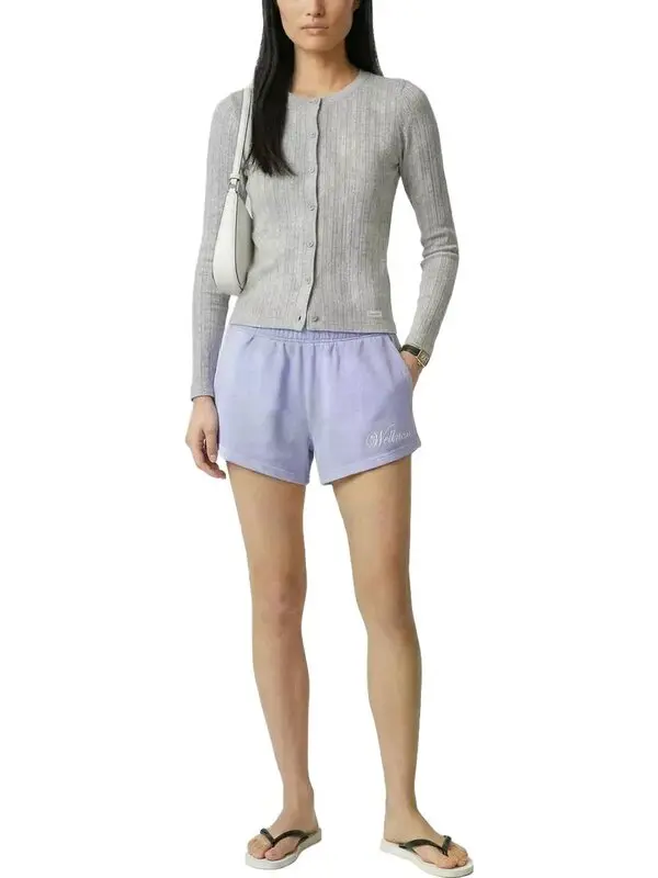 SPORTY & RICH Logo Print Elasticated Waist Shorts - Blue