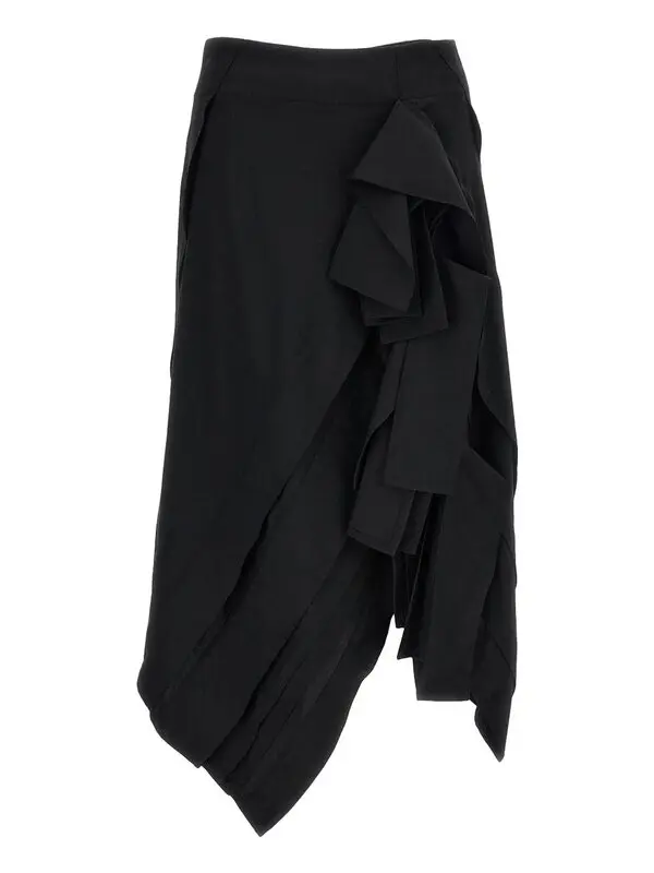 Bottega Veneta Fresco Wool Midi Skirt - Black