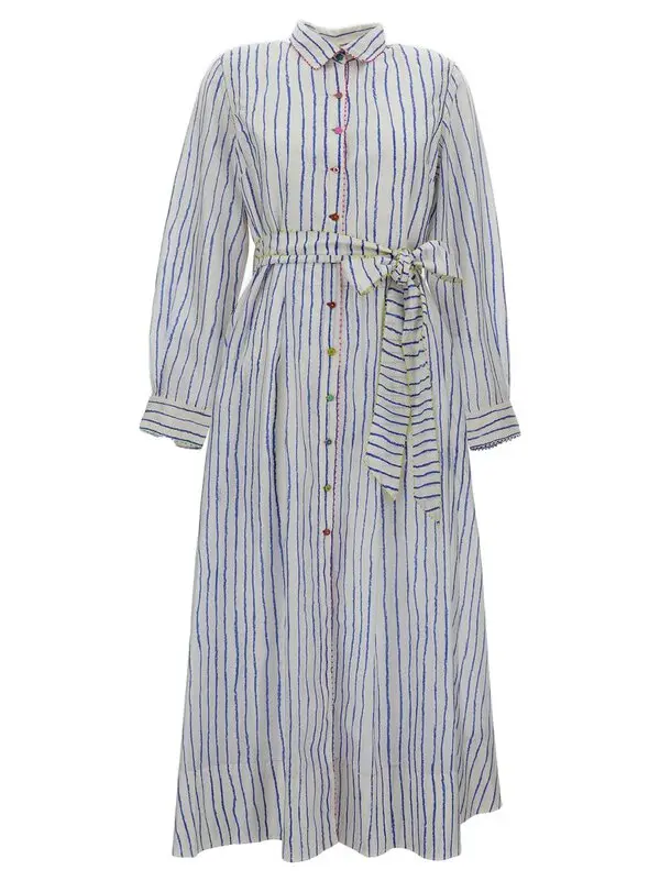 Pero Striped Long Sleeve Shirt Dress - Multicolor