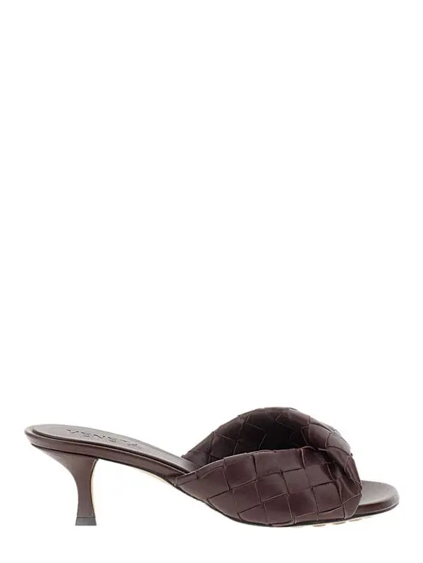 Bottega Veneta Mule Blink Braided Kitten Heel - Rosso