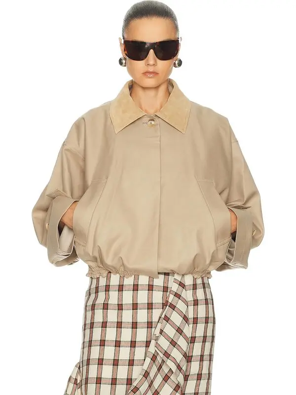 RÓHE Suede Collar Blouson Jacket - Sand