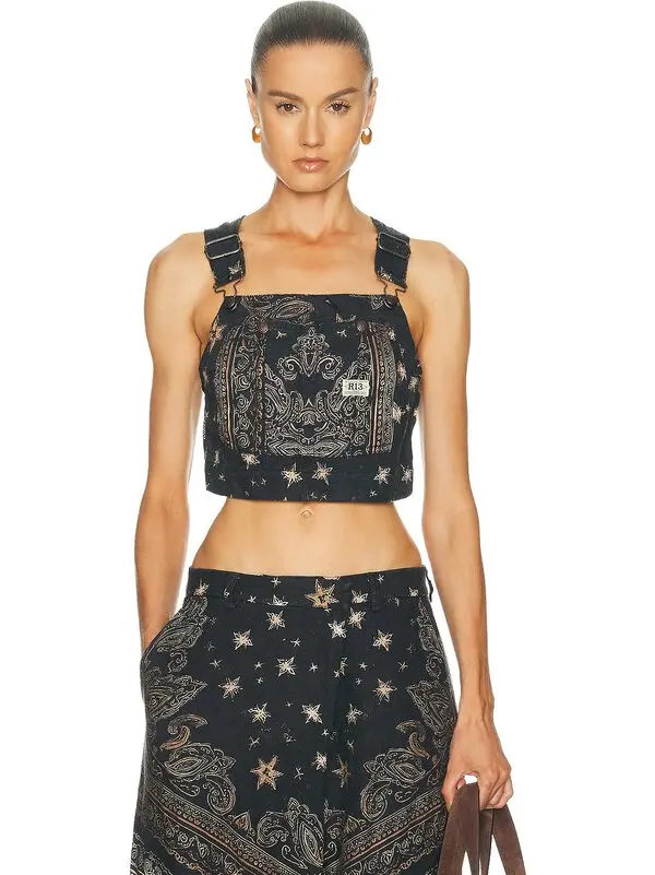 R13 Bustier Top With Adjustable Straps - Black Bandana