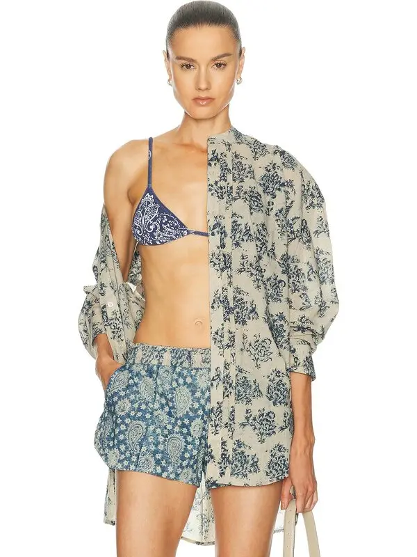 R13 Pleated Front Shirt - Blue