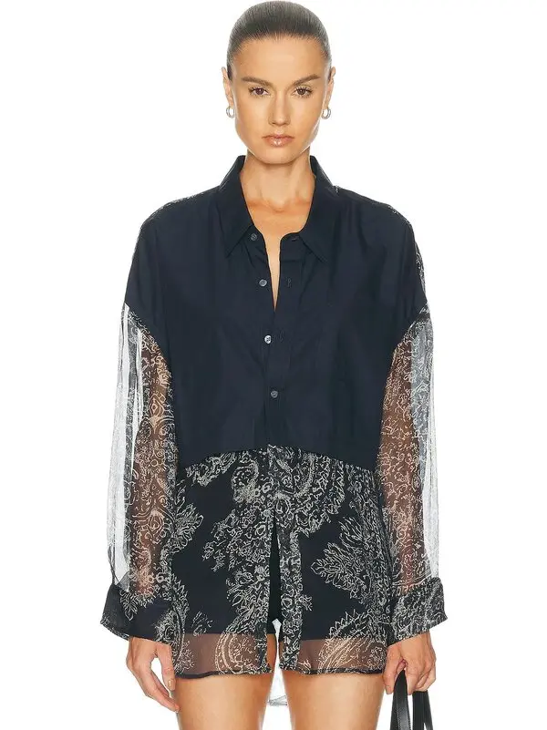 R13 Overlay Drop Neck Shirt - Blue