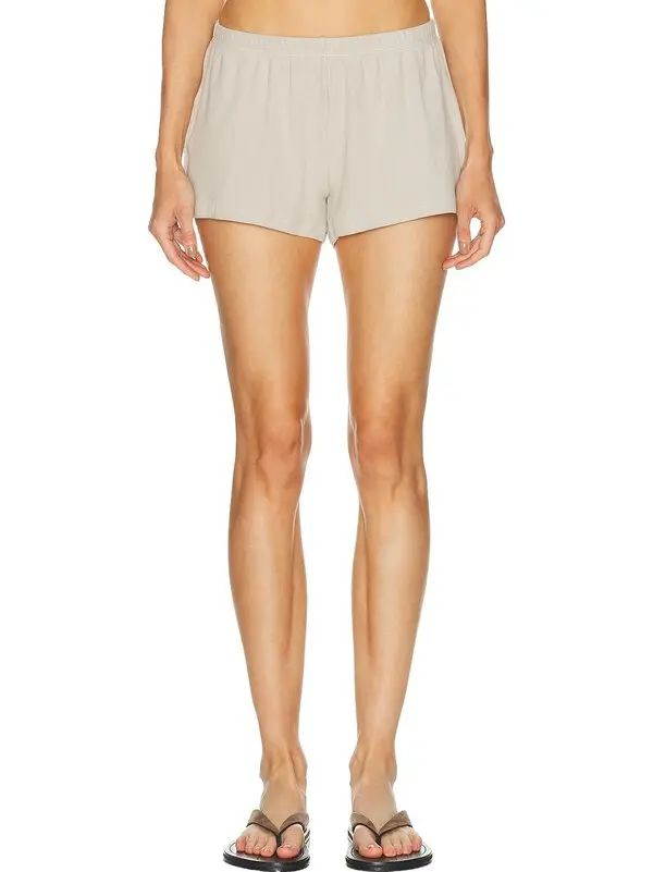 SKIMS Cotton Rib Loose Boxer Short - Stone