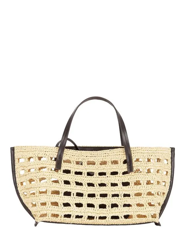 Staud Christos Mini Tote Bag - Raffia Crochet