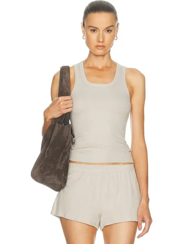 SKIMS Cotton Rib High Scoop Tank Top - Stone