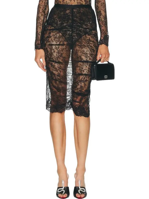 Valentino Garavani Lace Jersey Skirt - Nero
