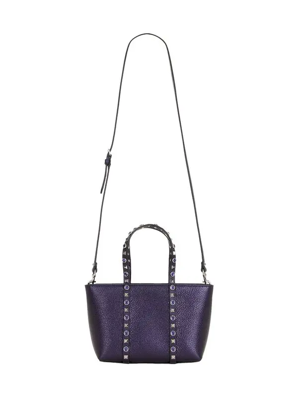 Valentino Garavani Rockstud Mini Tote Bag - Purplish Navy & Dark Indigo