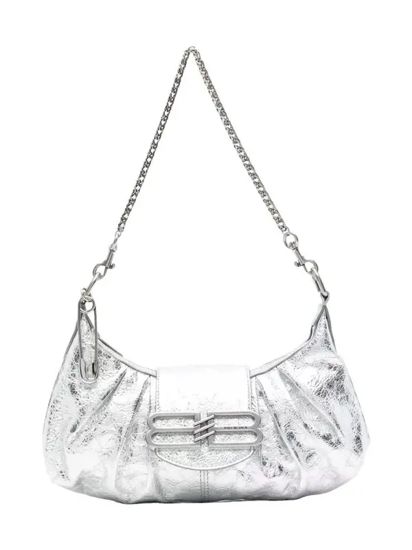 Balenciaga Pamela Metallised-leather Shoulder Bag - Silver