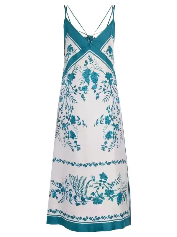 Erdem Floral-print Silk-twill Dress - White