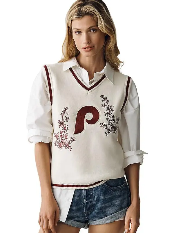 Mitchell & Ness Mlb Embroidered Sweater Vest - Phillies