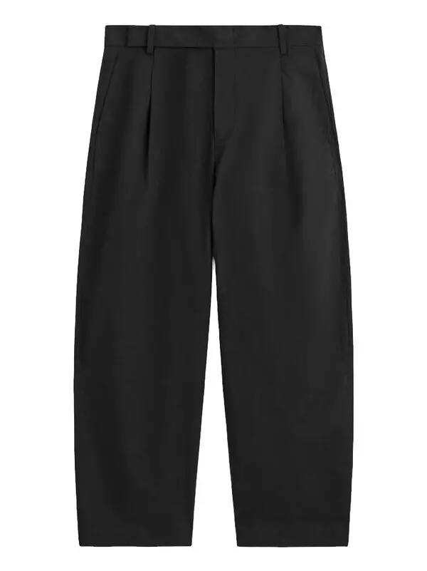 Cos Cotton Relaxed-fit Barrel-leg Pants - Black