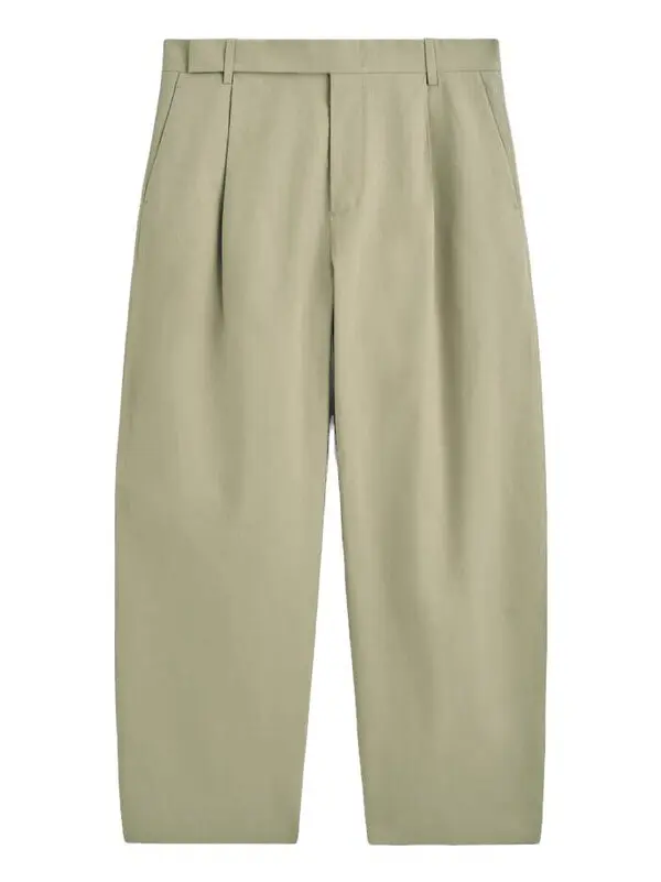 Cos Cotton Relaxed-fit Barrel-leg Pants - Green